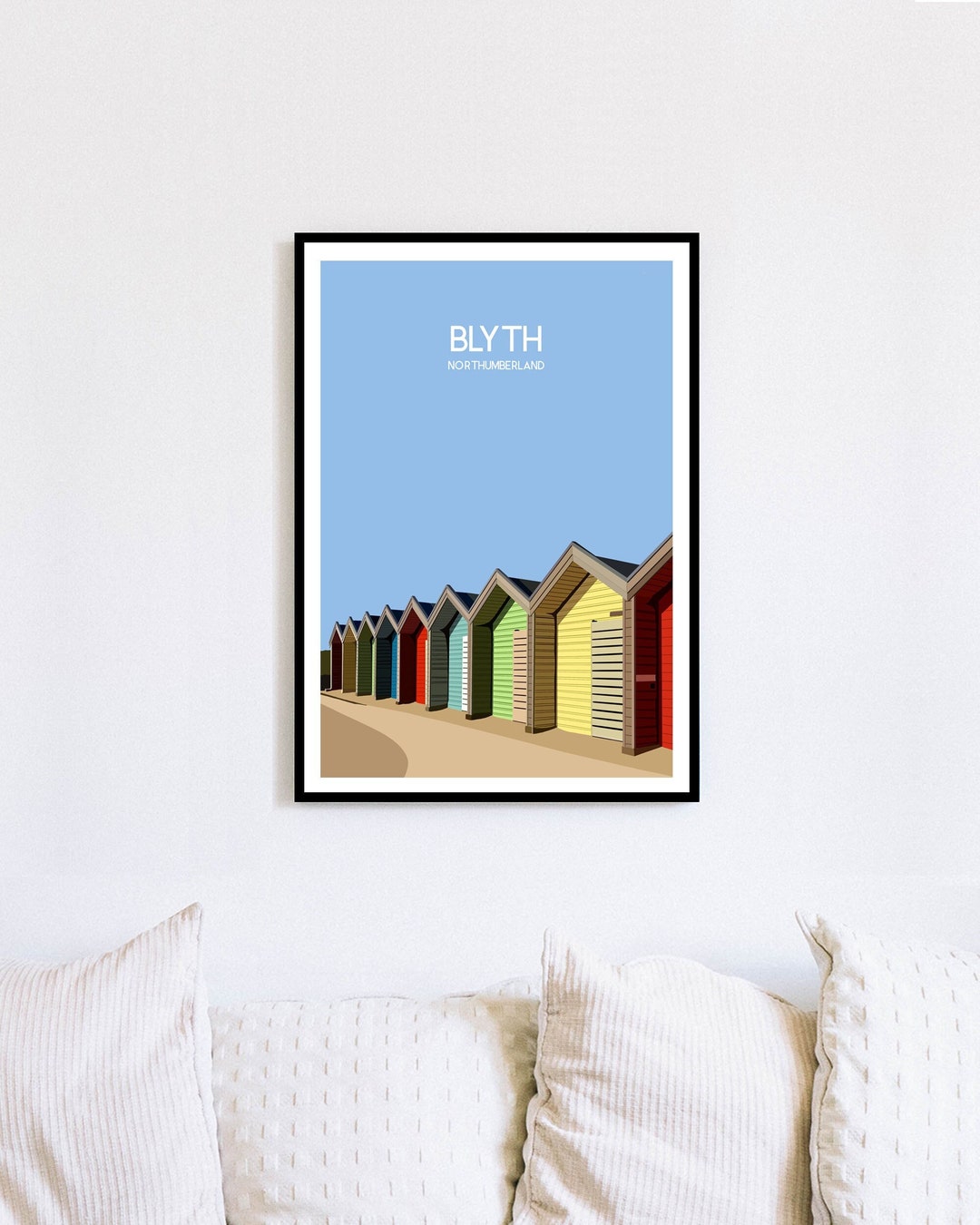 Blyth, Northumberland Travel Poster | Beach Huts, UK Art Print - Etsy UK