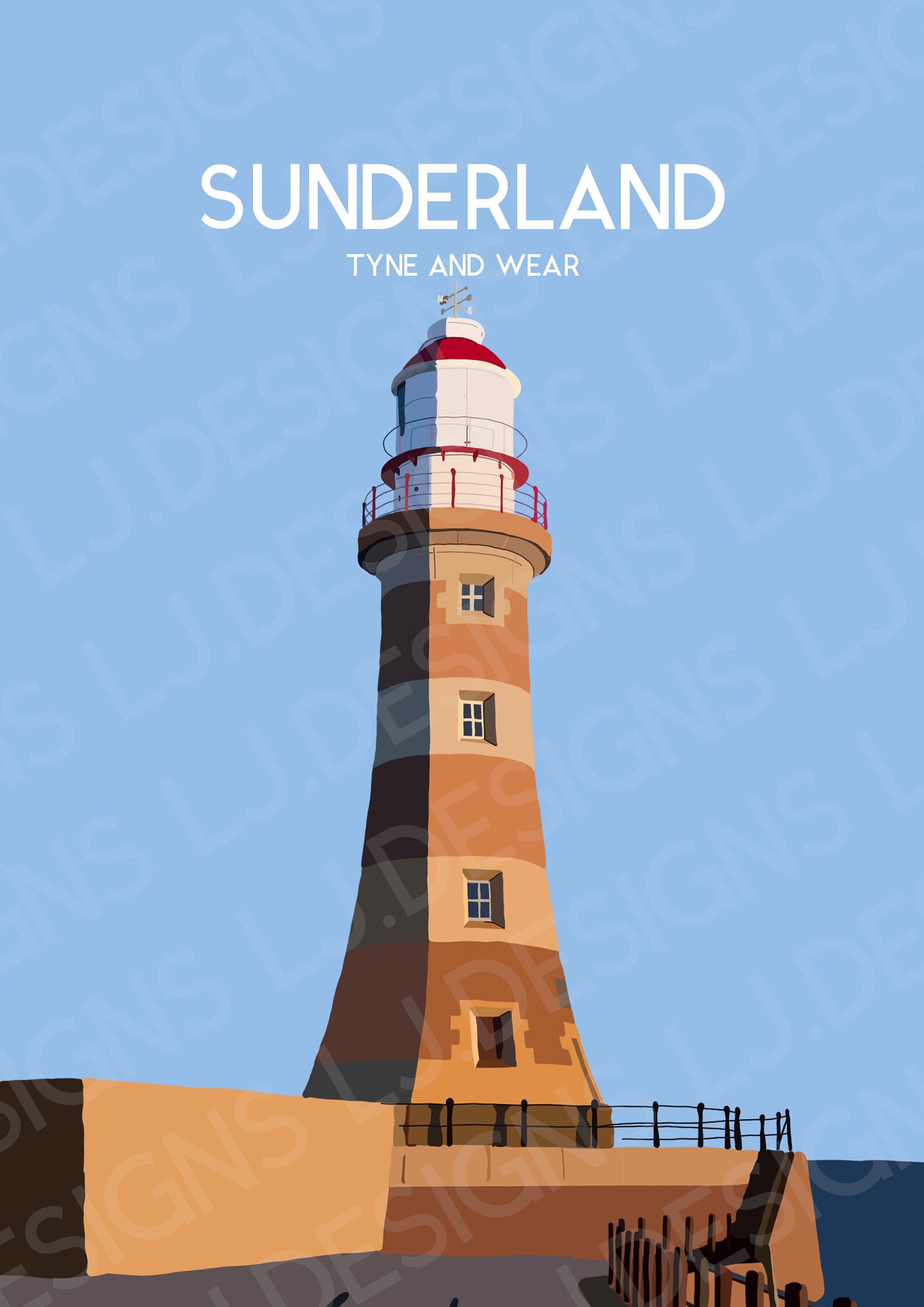 Sunderland Tyne and Wear Travel Poster Roker Pier - Etsy