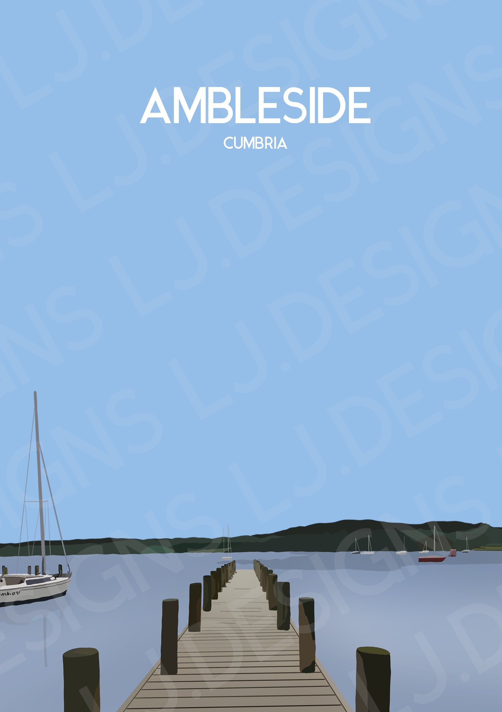 Ambleside, Cumbria Travel Poster Lake District, UK Art Print - Etsy