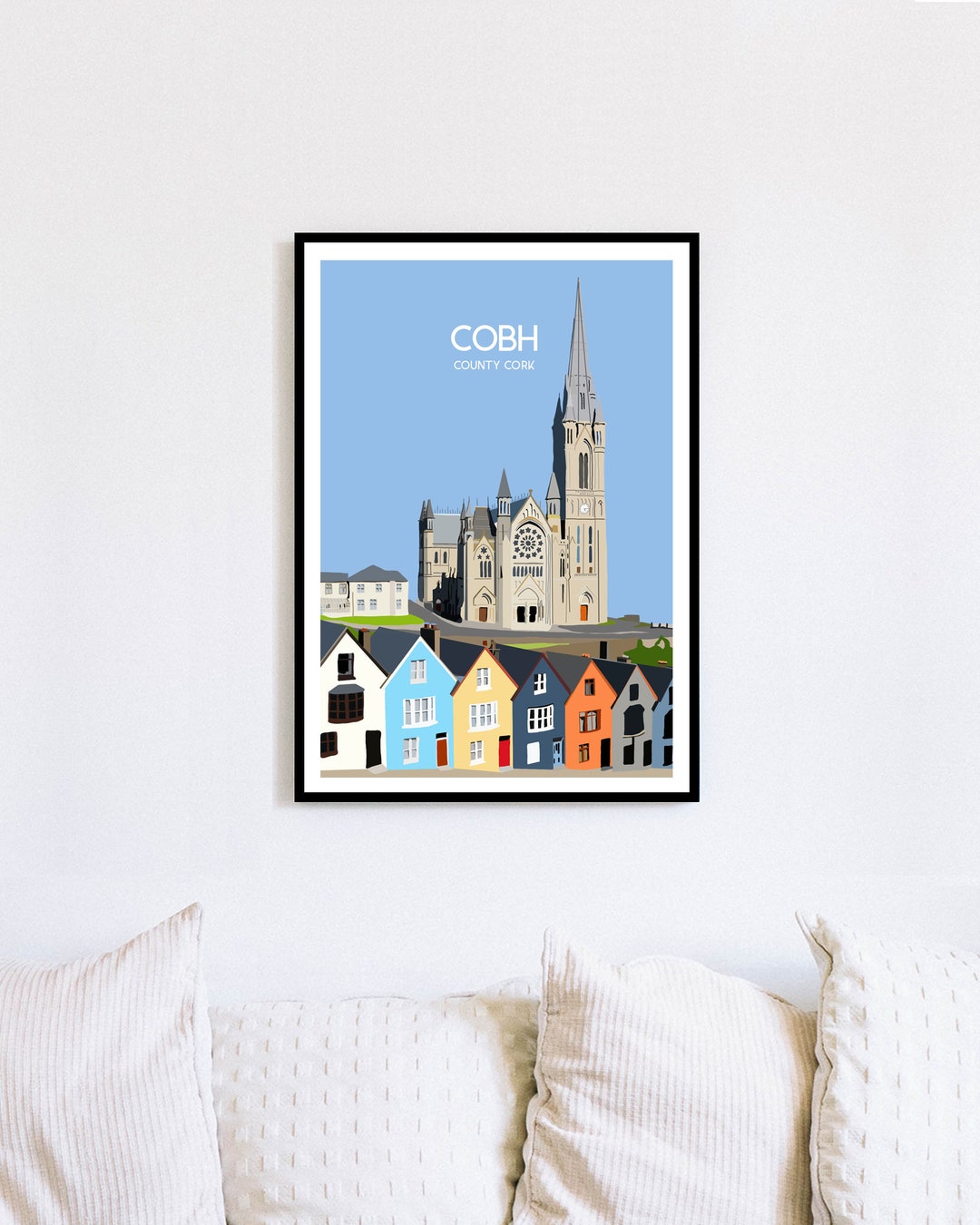 Cobh, County Cork Travel Poster | St Colman's Cathedral, Ireland Art ...