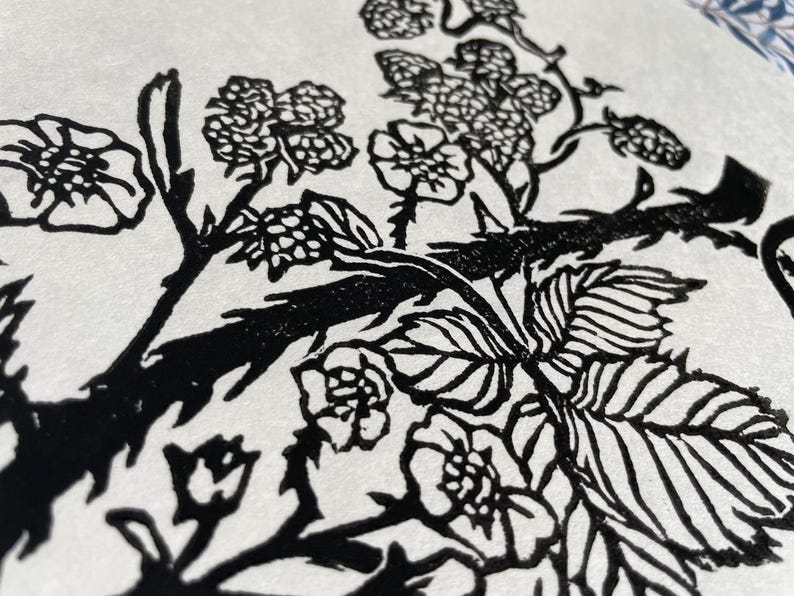 Bramble - Lino Relief Print - Etsy