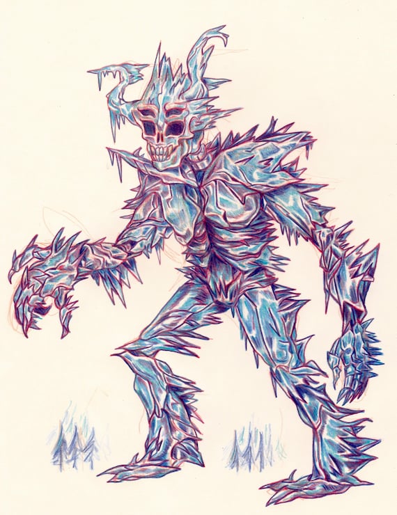 Frost Giant Original Coloured Pencil Drawing | Etsy