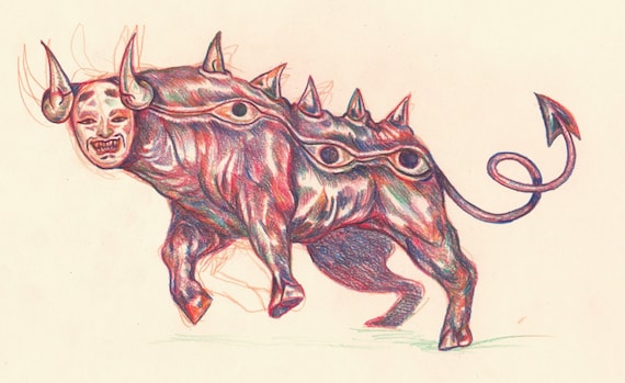 Kudan Original Coloured Pencil Drawing | Etsy