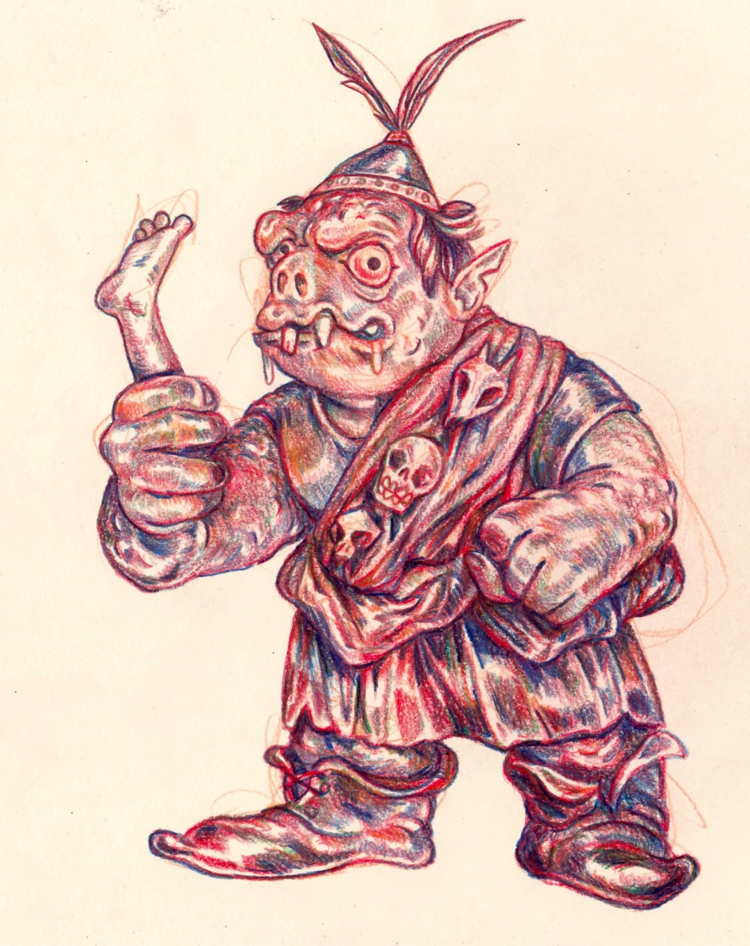 Ogre Original Coloured Pencil Drawing - Etsy
