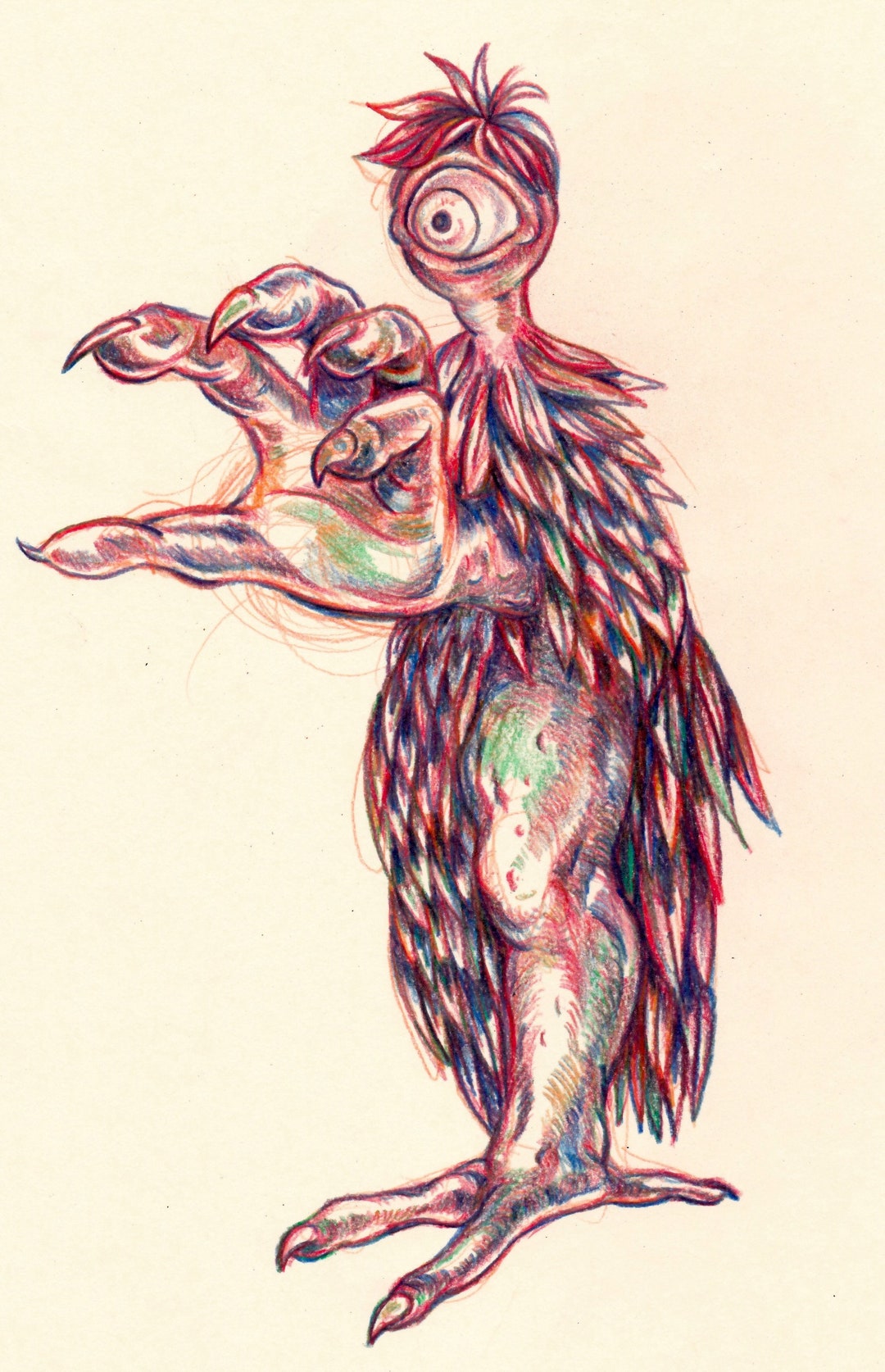 Fachan Original Coloured Pencil Drawing - Etsy