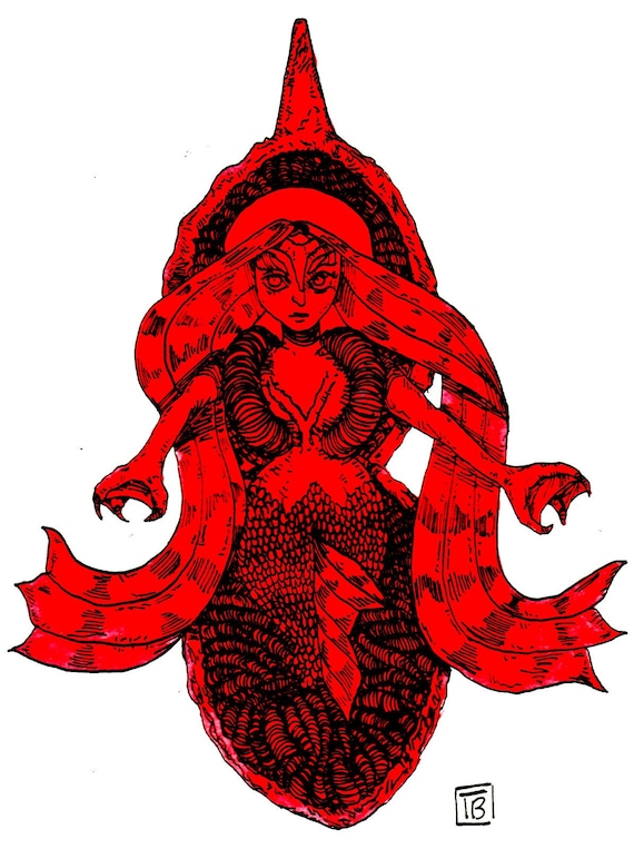 Tapu Fini Pokemon Gods Original Ink Drawing - Etsy