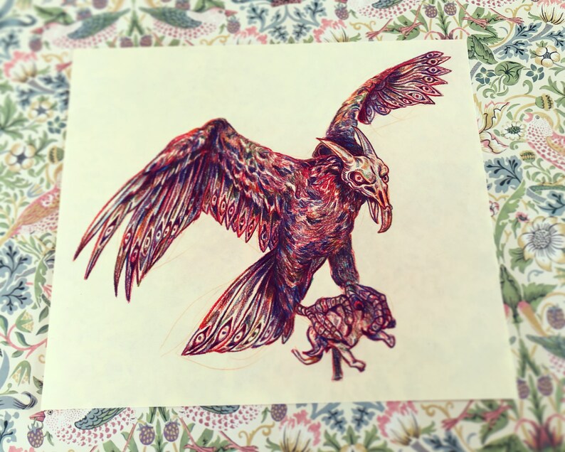 Roc Original Coloured Pencil Drawing - Etsy