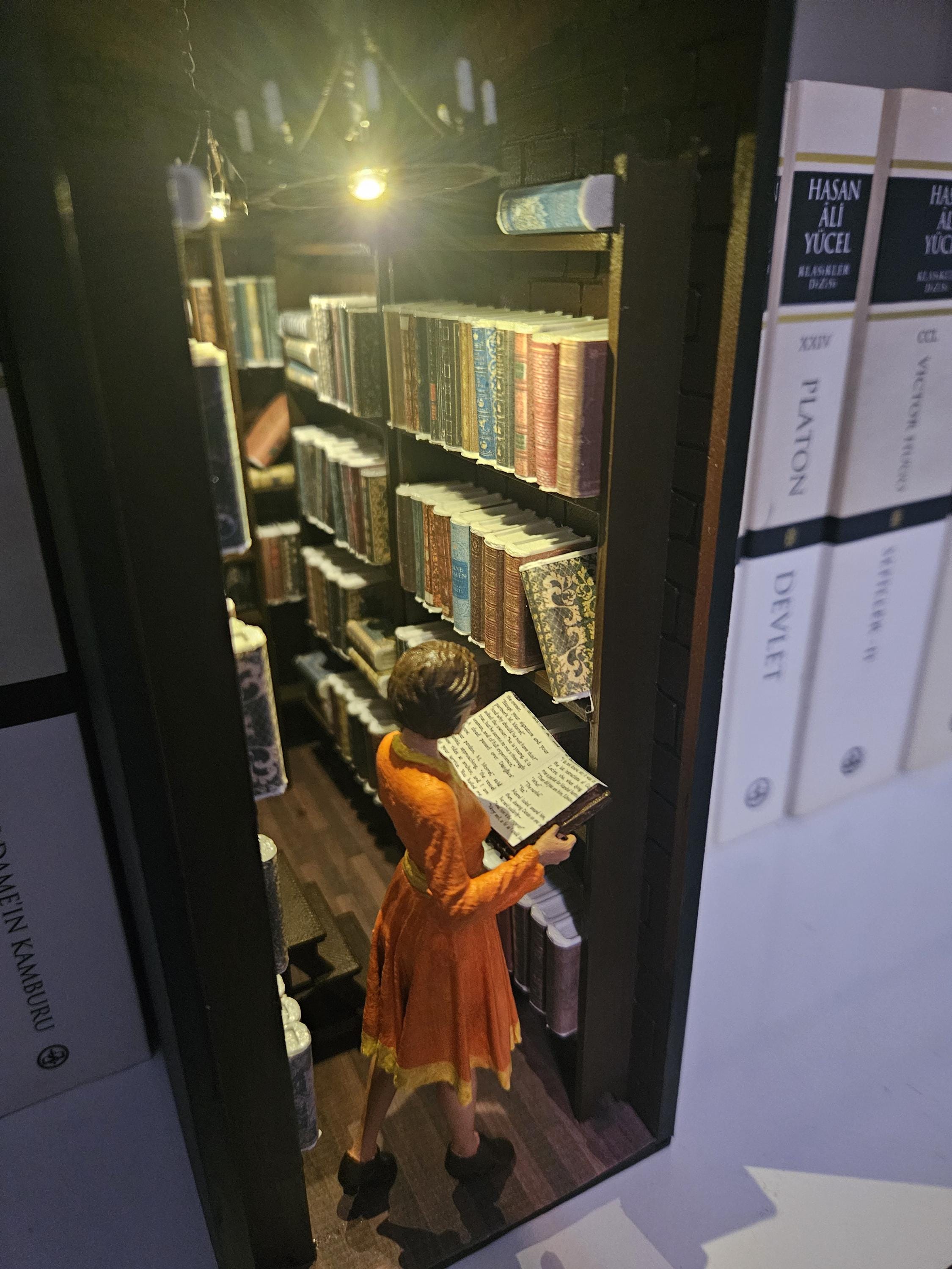 Library Book Nook, Library Bookshelf Insert, Miniature Bookshelf ...