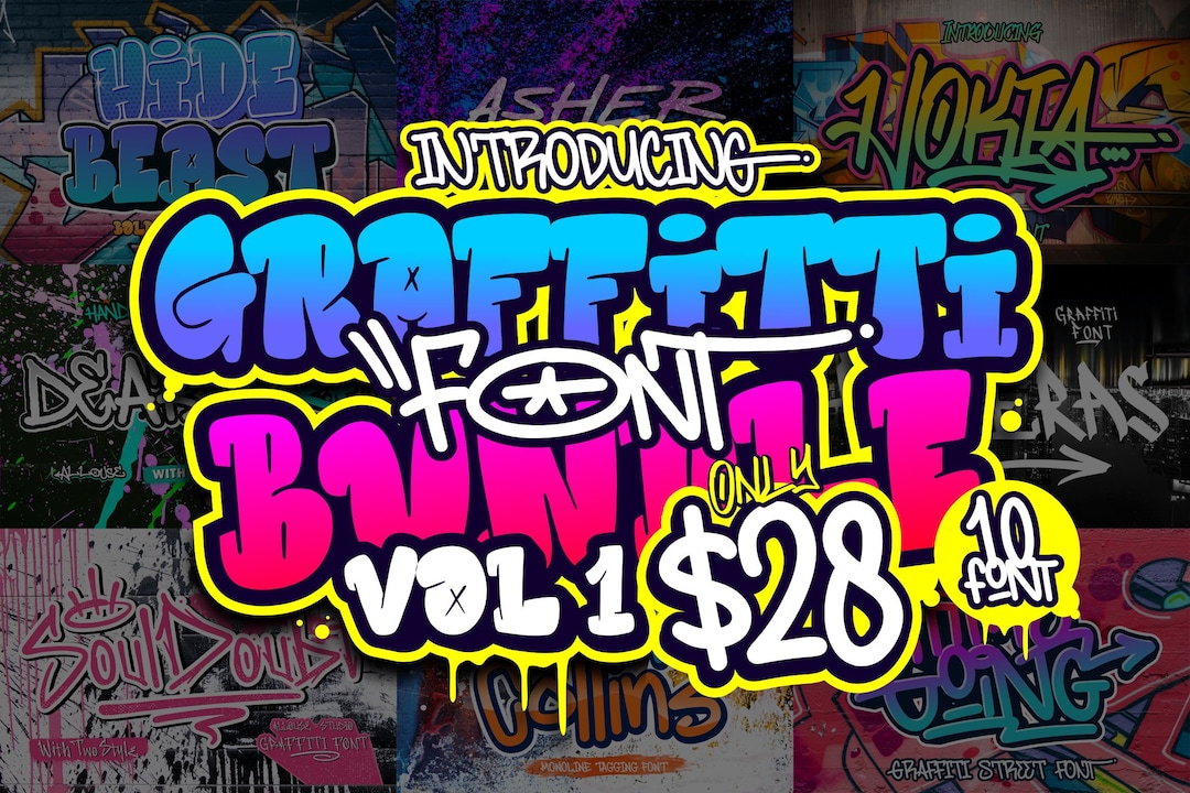 Graffiti, Font Bundle, Graffiti Font, Street Art, Graffiti Bundle, Best ...