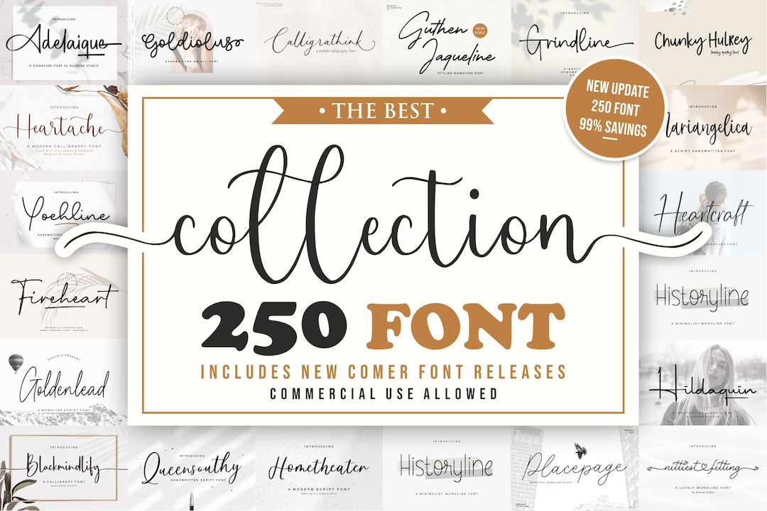Best Collection Font Bundle Cricut Fonts, Procreate Fonts, Canva Fonts ...