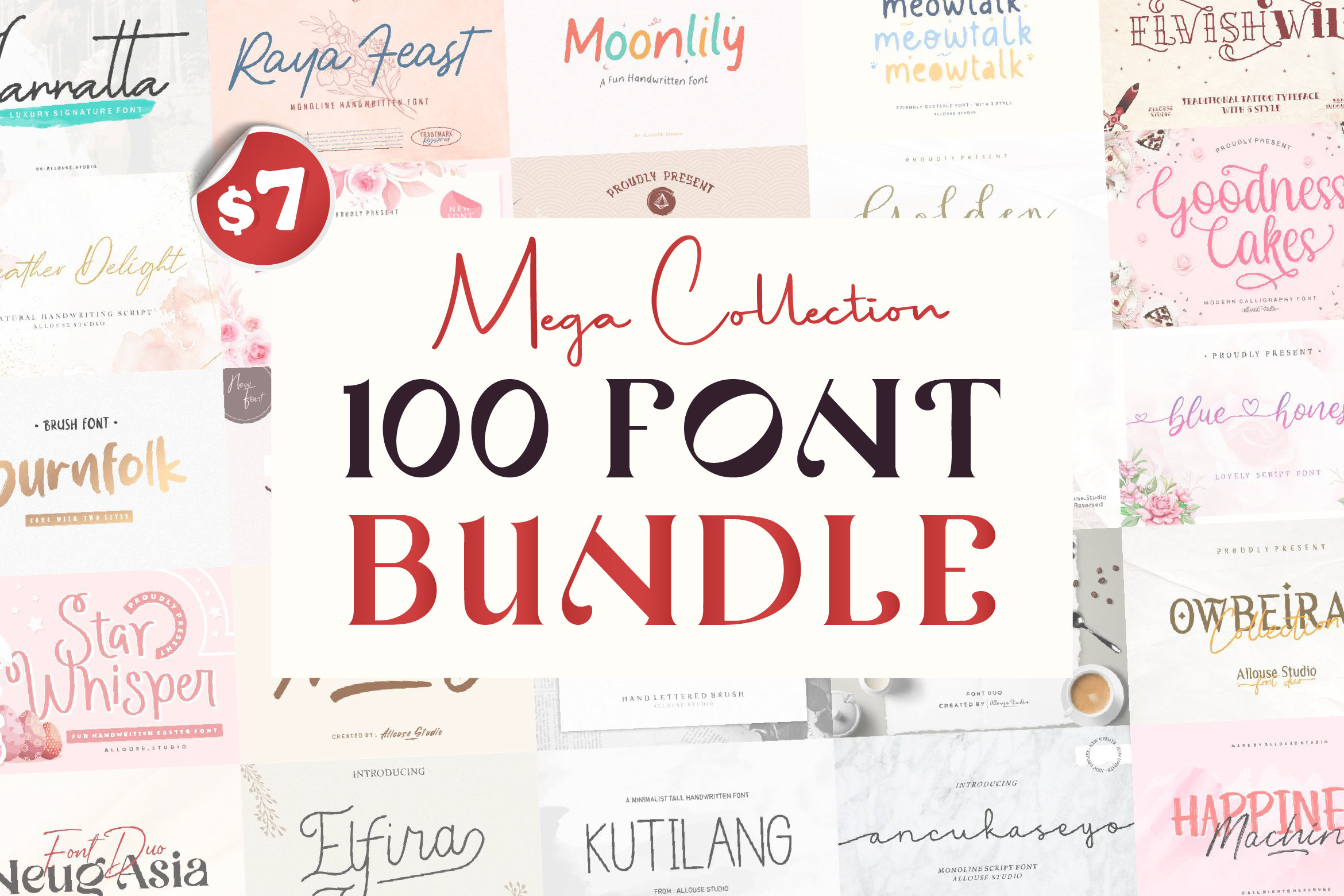 Mega Collection 100 Font Handwritten Font Font Bundle - Etsy