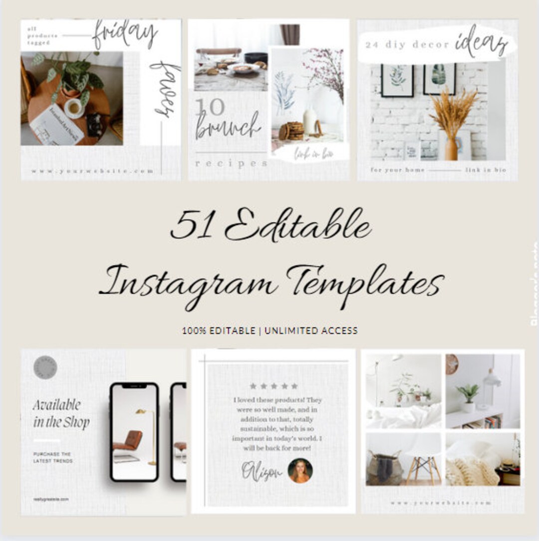Instagram Template 51 Editable Instagram Templates Edit in - Etsy