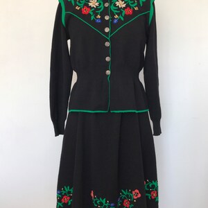 Vintage 1940s 1950s Austrian Embroidered Bavarian Cardigan and Skirt ...