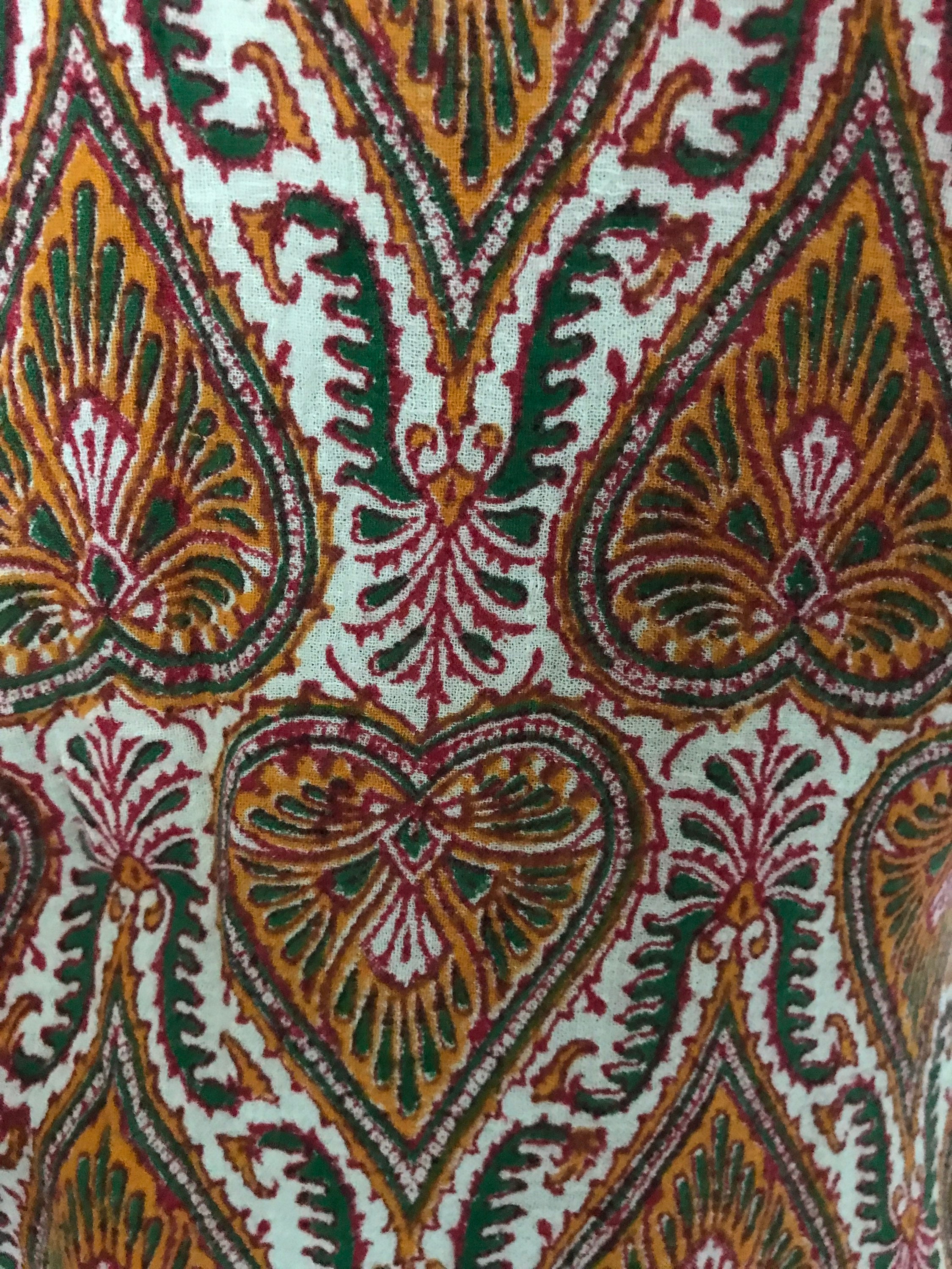 Vintage 1970s Rare Indian Block Print Top / 70s Lace up Blouse Hand ...