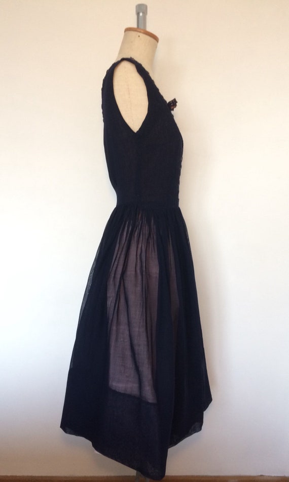 Vintage 1940s / 1950s Sheer Navy Dress - Gem