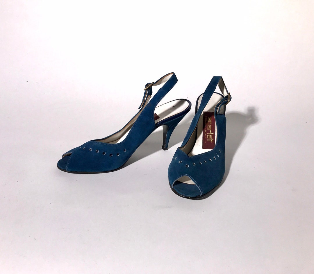 Vintage 1970s / 1980s Blue Slingbacks With Cut Out Stars - Etsy