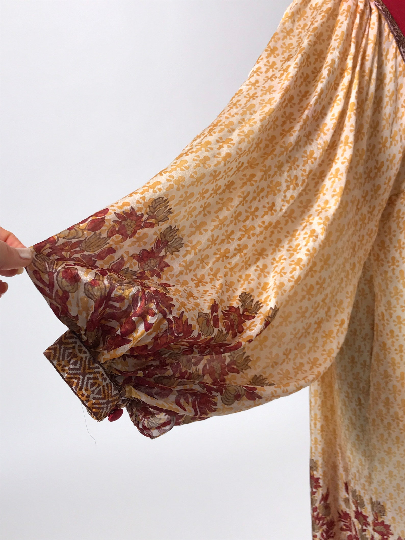 Rare Vintage 1970s PHOOL Silk Dress / 70s Indian Silk Dress Block Print ...