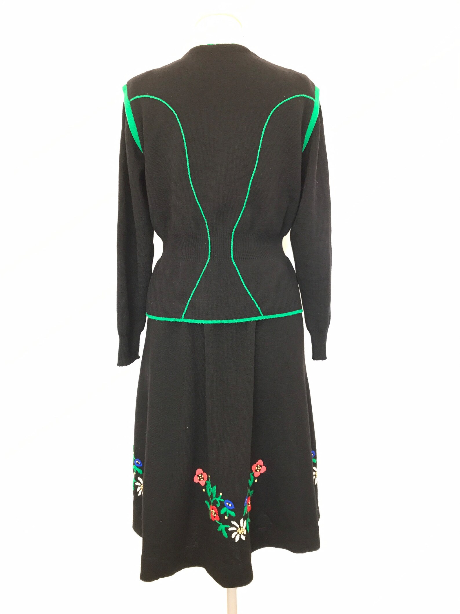 Vintage 1940s 1950s Austrian Embroidered Bavarian Cardigan and Skirt ...