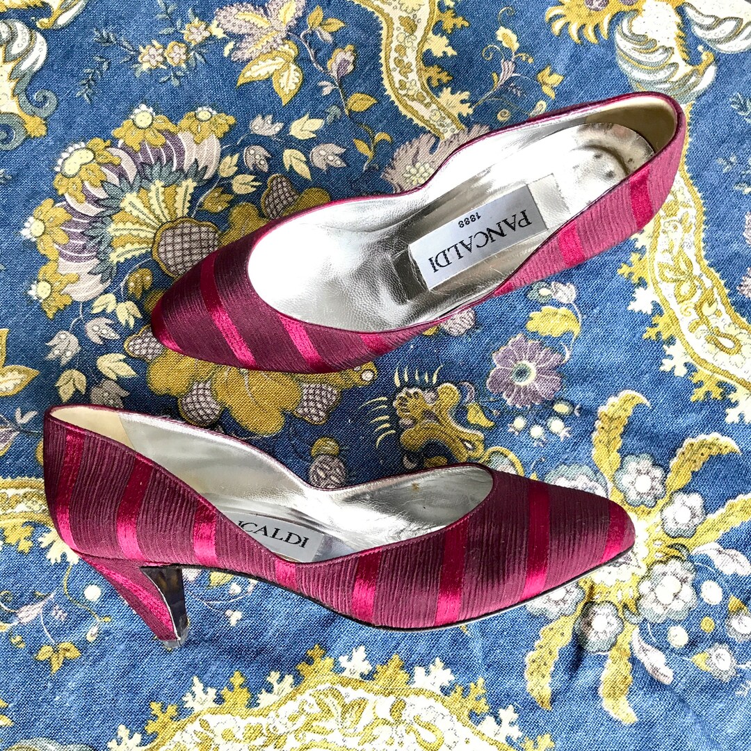 Vintage 1980s Pancaldi Pumps / 80s Fabric Shoes / Italian Heels ...