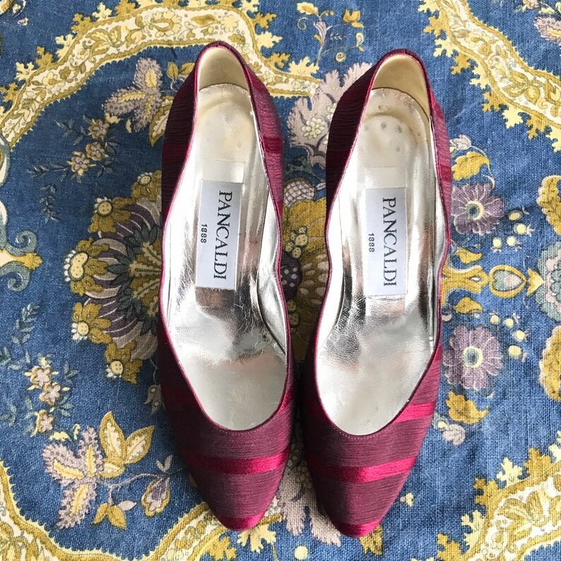 Vintage 1980s Pancaldi Pumps / 80s Fabric Shoes / Italian Heels ...