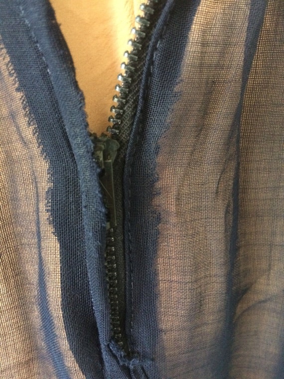 Vintage 1940s / 1950s Sheer Navy Dress - Gem