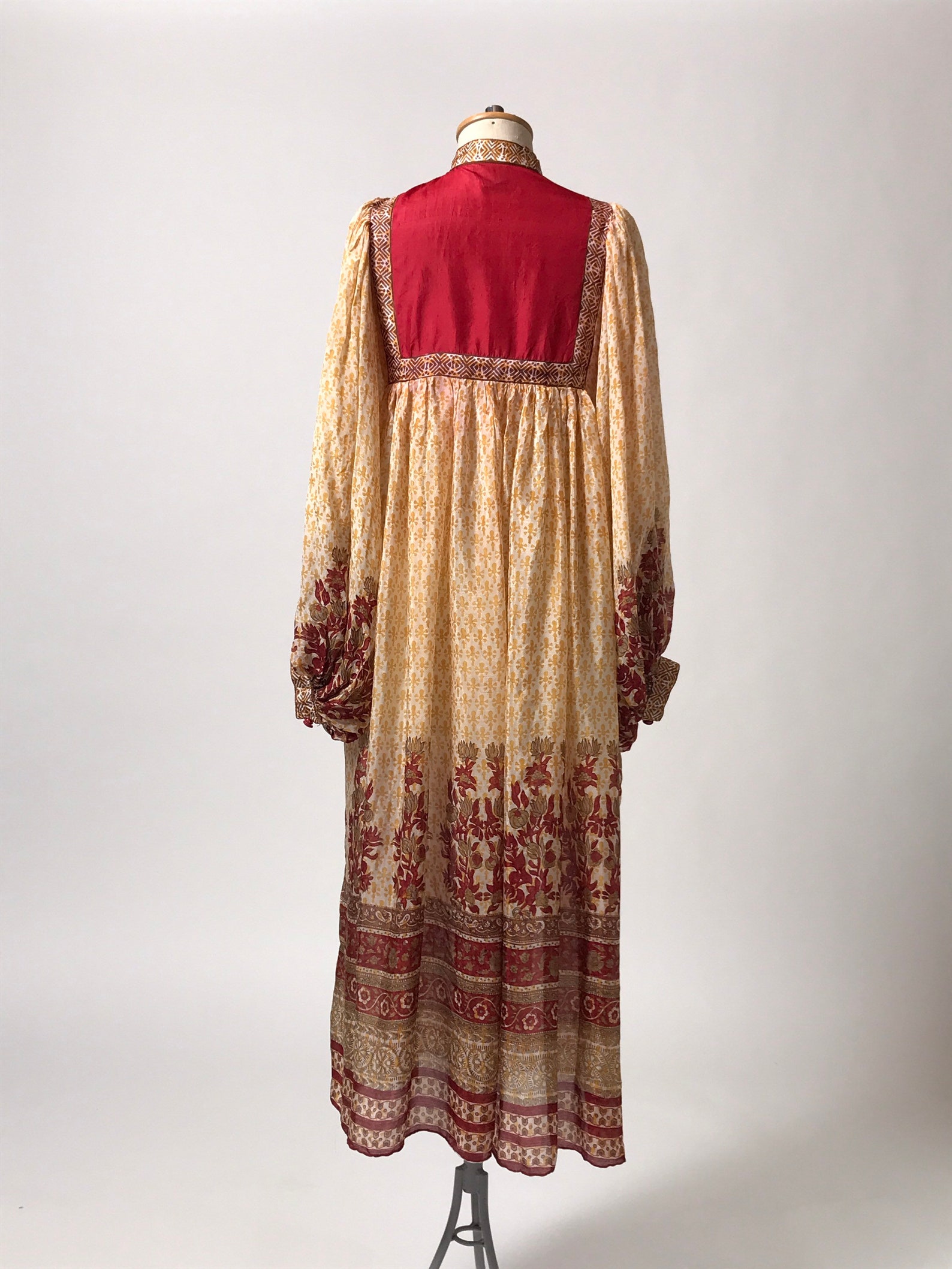 Rare Vintage 1970s PHOOL Silk Dress / 70s Indian Silk Dress Block Print ...