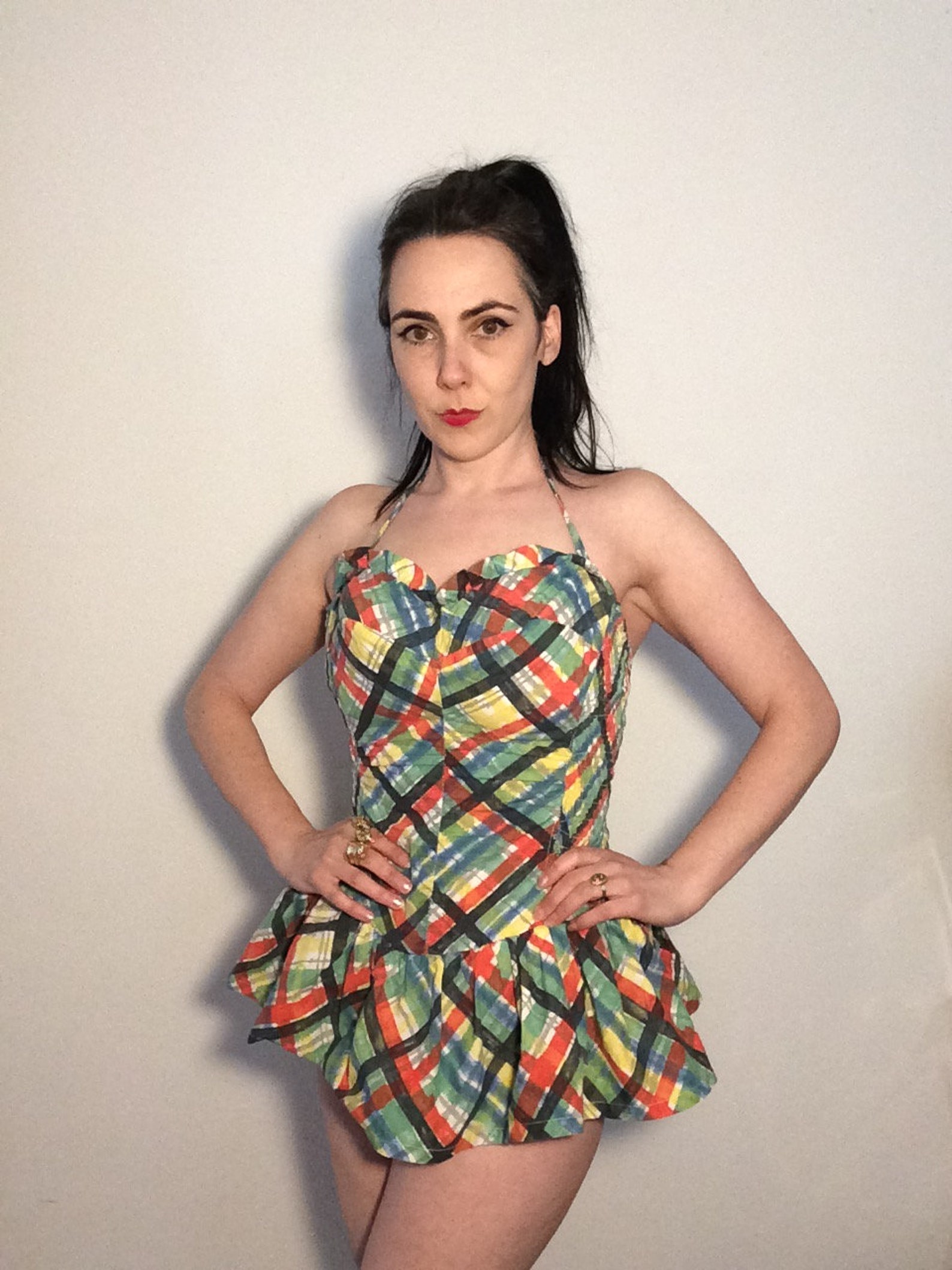 Vintage 1950s Swimsuit / Paint Print / 50s Bathing Suit / - Etsy