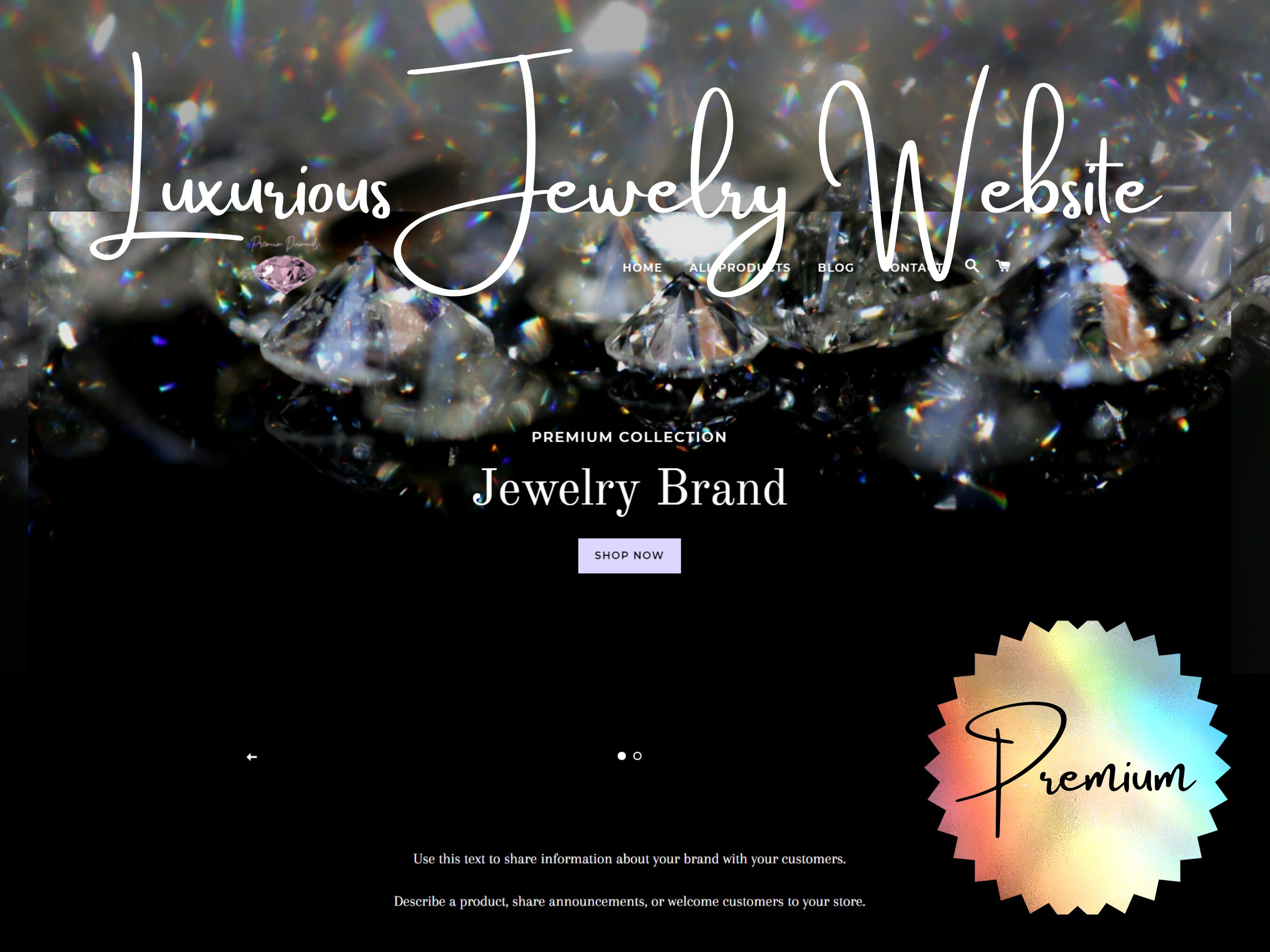 DIY Premium Diamond Jewelry Theme Custom Shopify Website Template Black ...
