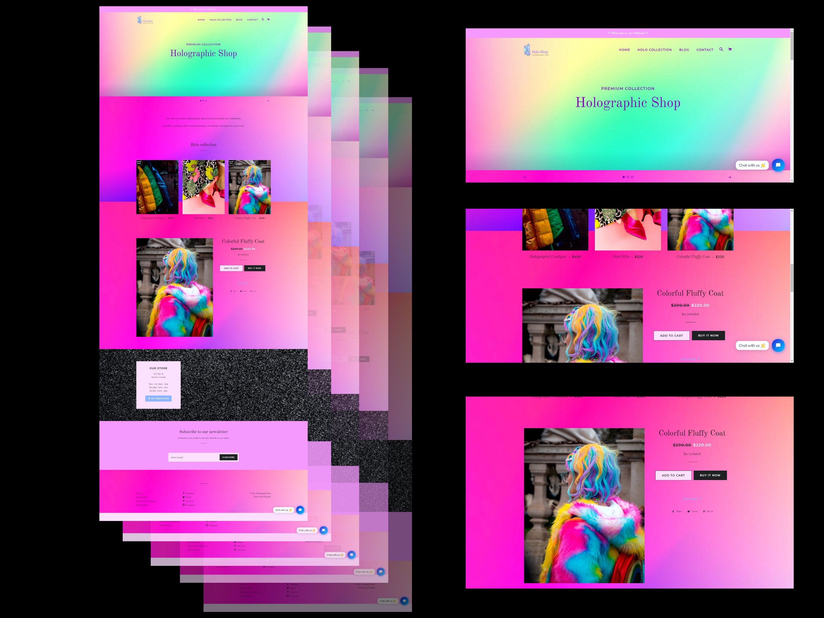 DIY Shopify Gradient Holographic Theme Website Template | Custom ...