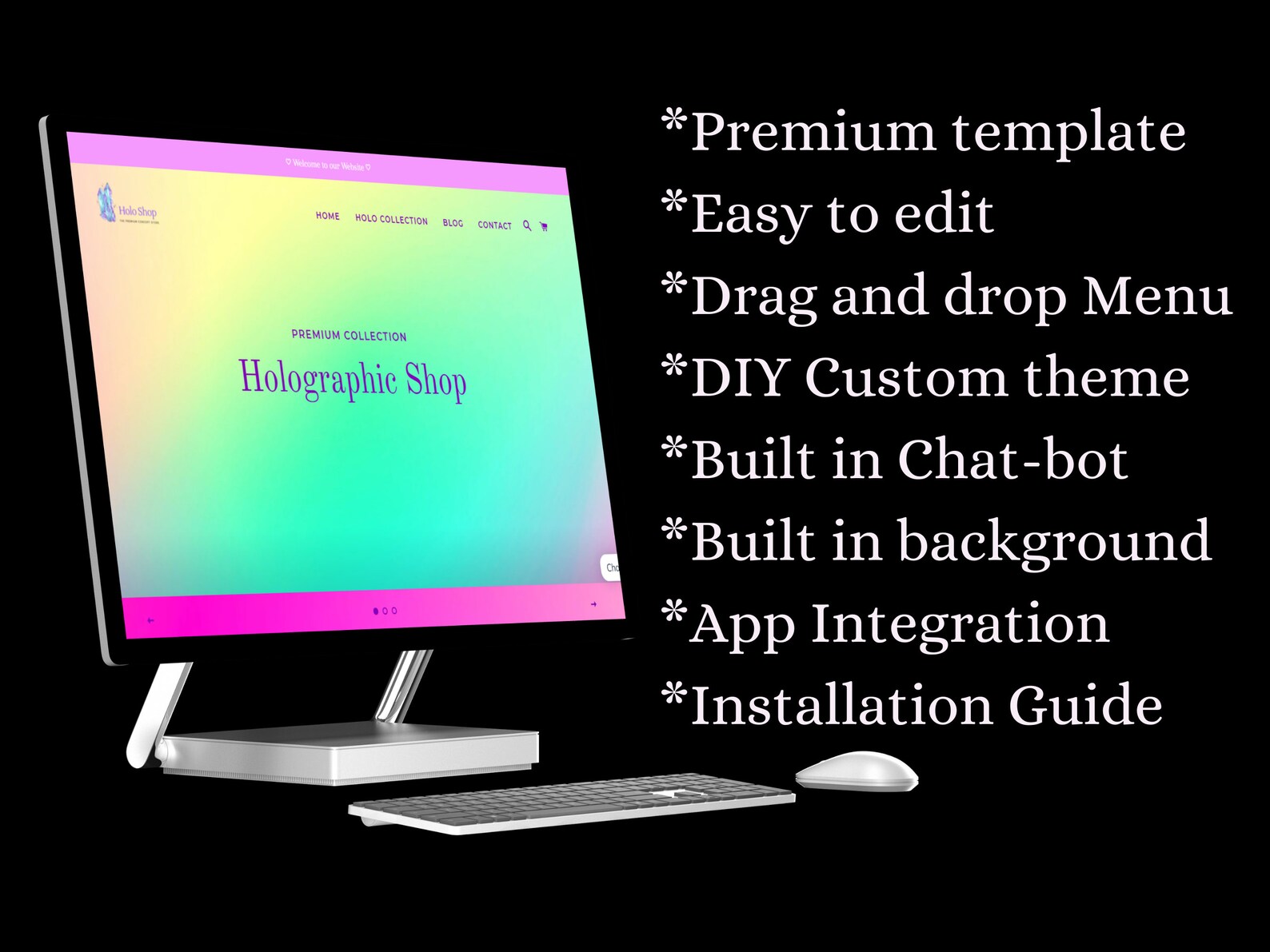 DIY Shopify Gradient Holographic Theme Website Template | Custom ...