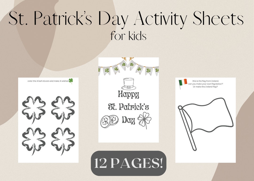 St. Patrick's Day Coloring and Activity Sheets for Kids - Etsy