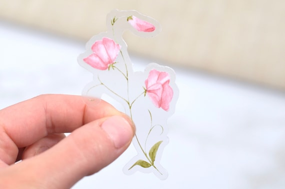 Translucent Pink Flower Sticker 3 Clear Waterproof - Etsy