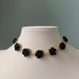 Red Rose Flower Choker Necklace, Elegant Regency Princess Necklace ...