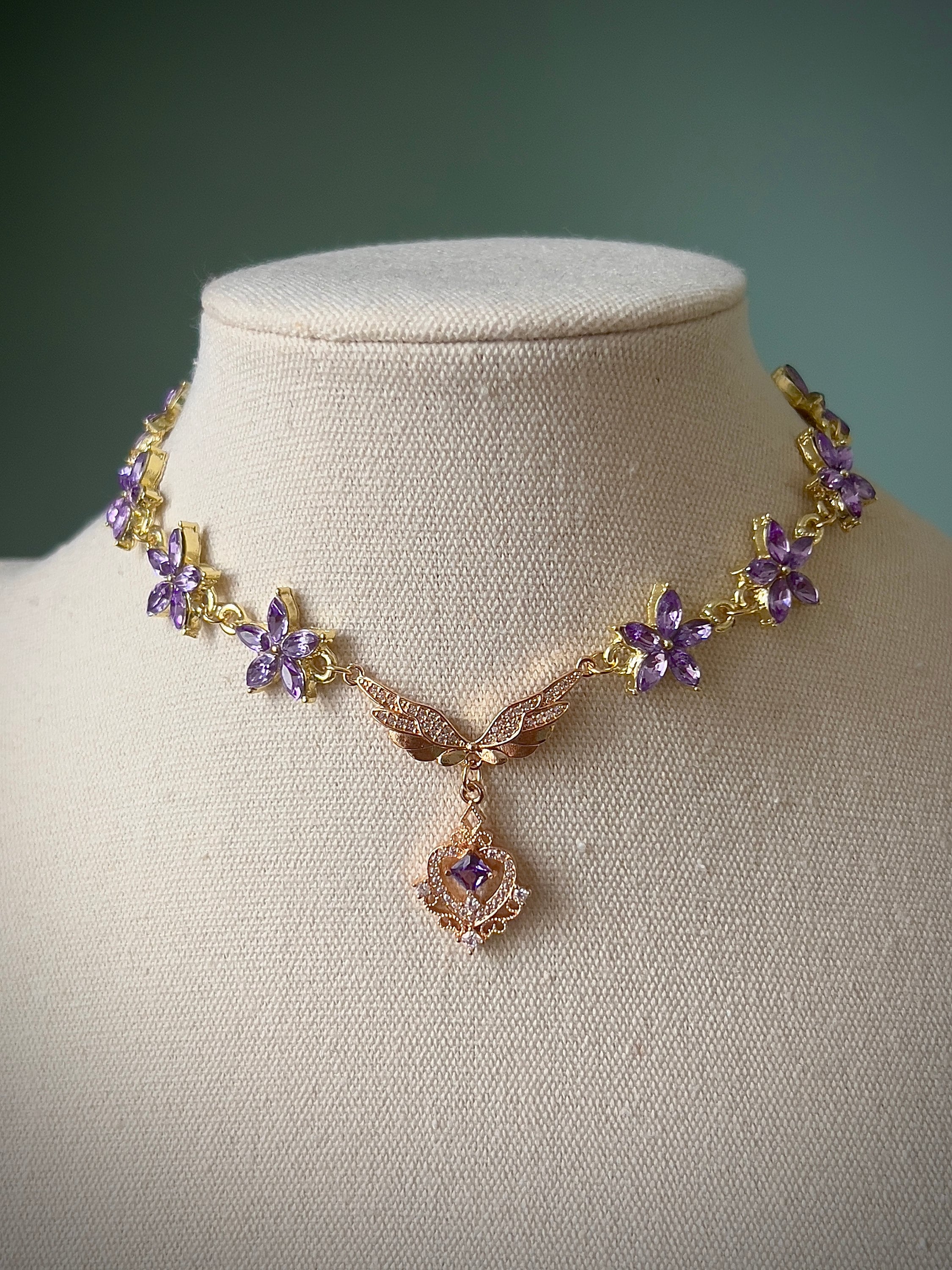 Fairy Inspired Purple Flower Choker Necklace, Beautiful Lavender ...