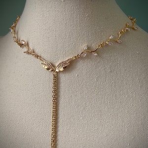 Gold Angelic Fairycore Choker Necklace, Dainty Angel Wings Princess ...