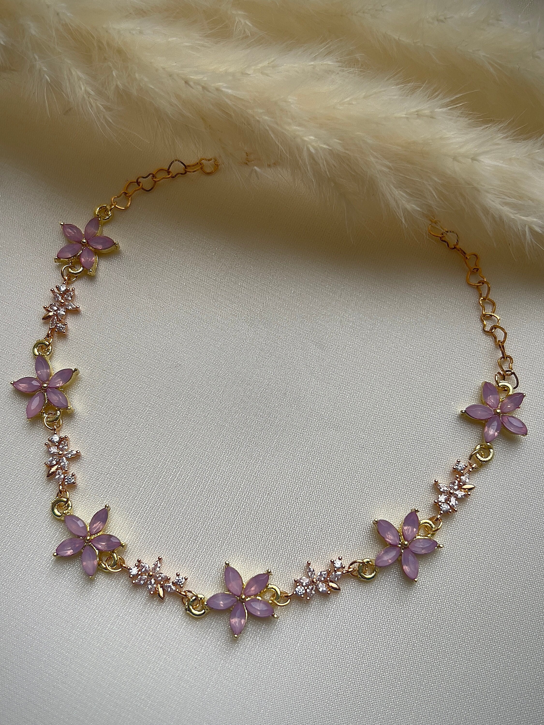 Pink Flower Choker Necklace, Dreamy Rose Fairycore Necklace, Cute ...