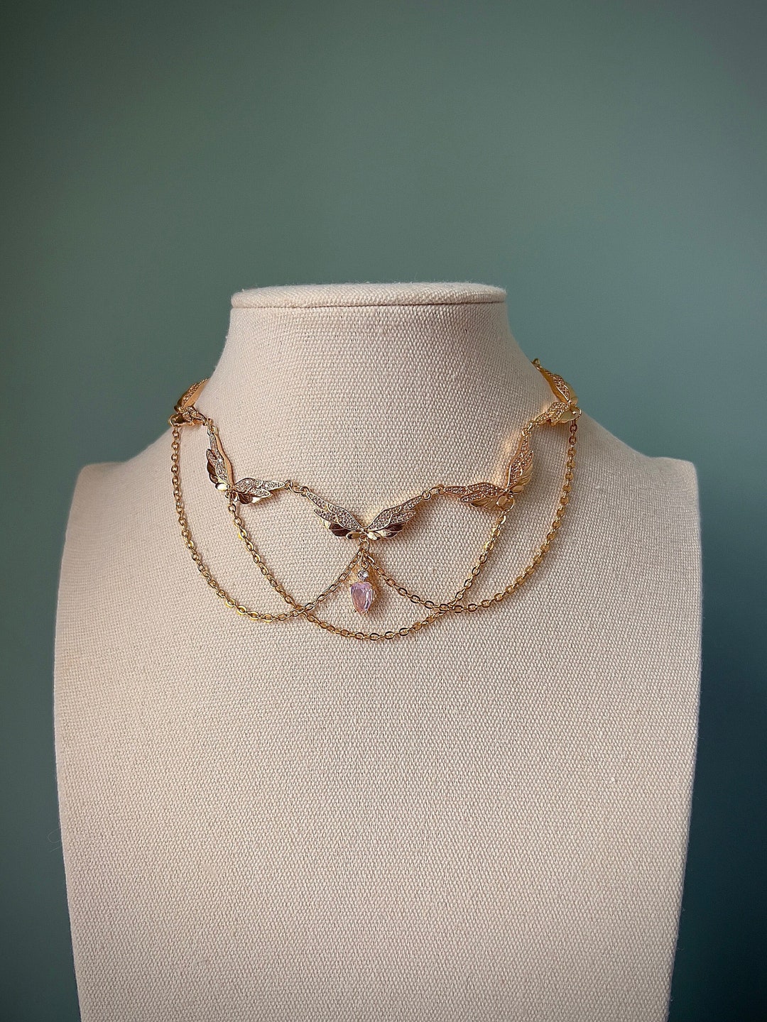 Elegant Gold Angel Wings Choker Necklace, Beautiful Regal Regency ...