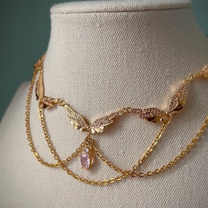 Elegant Gold Angel Wings Choker Necklace, Beautiful Regal Regency ...