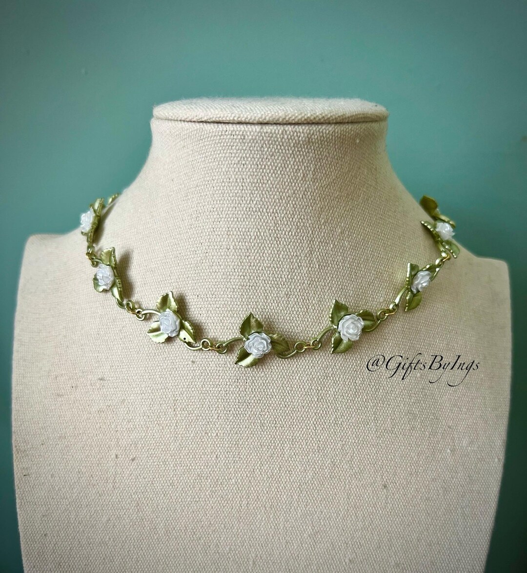 Fairycore Botanical Blue Flower Fantasy Choker Necklace, Fairytale ...