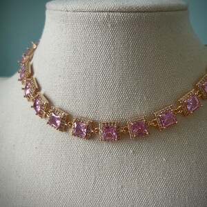 Ruby Red Tennis Choker Necklace, Dainty Gold Fairycore Fantasy Choker ...