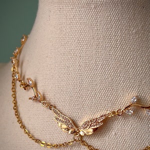 Gold Angelic Fairycore Choker Necklace, Dainty Angel Wings Princess ...