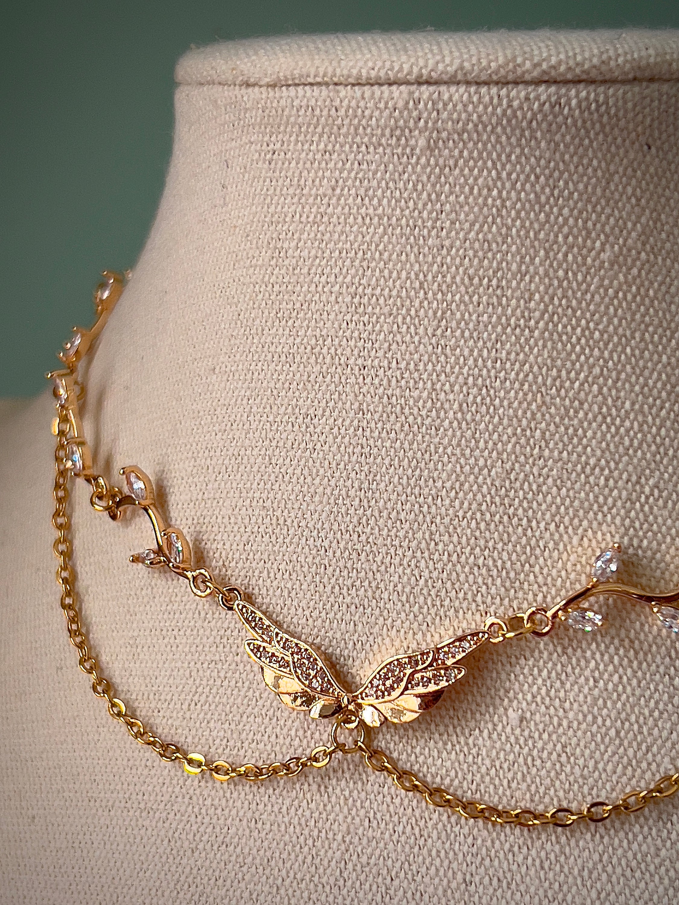 Gold Angelic Fairycore Choker Necklace, Dainty Angel Wings Princess ...