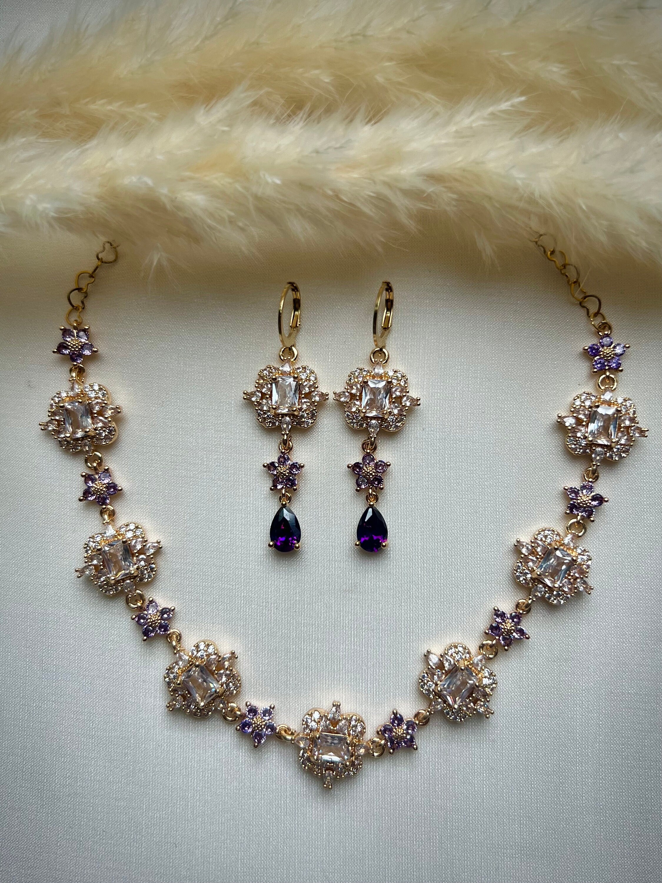 Regal Regencycore Purple Floral Gold Choker Necklace, Fairycore ...