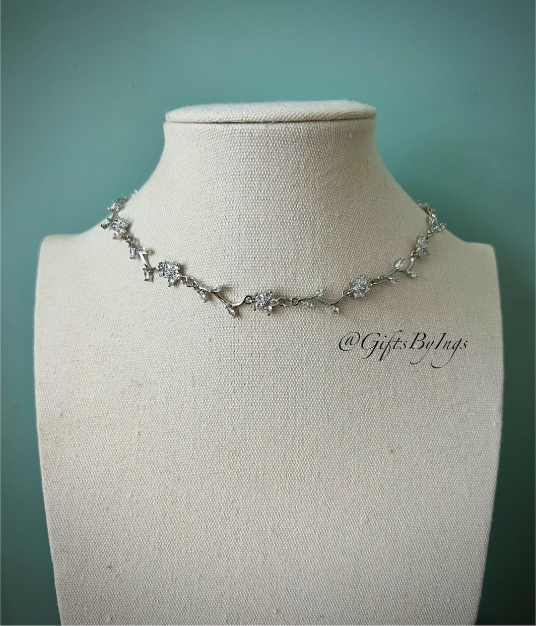 Delicate White Leafy Vine Floral Choker Necklace, Regency Era Wedding ...