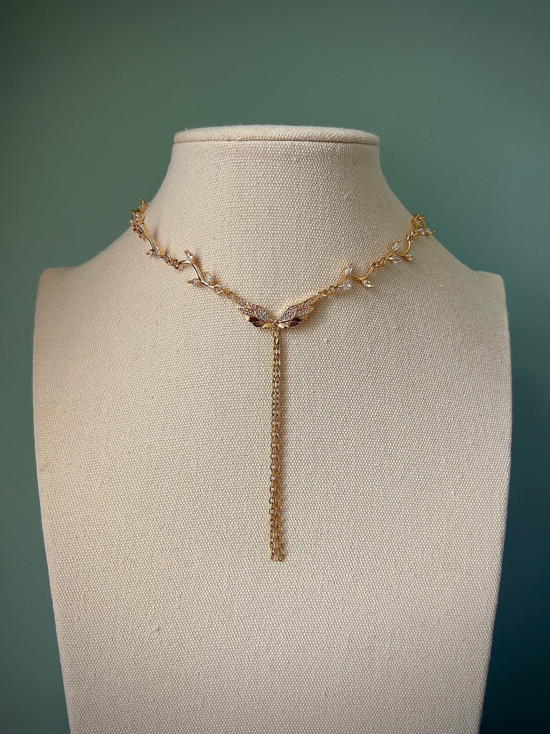 Gold Angelic Fairycore Choker Necklace, Dainty Angel Wings Princess ...