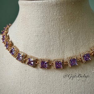 Ruby Red Tennis Choker Necklace, Dainty Gold Fairycore Fantasy Choker ...