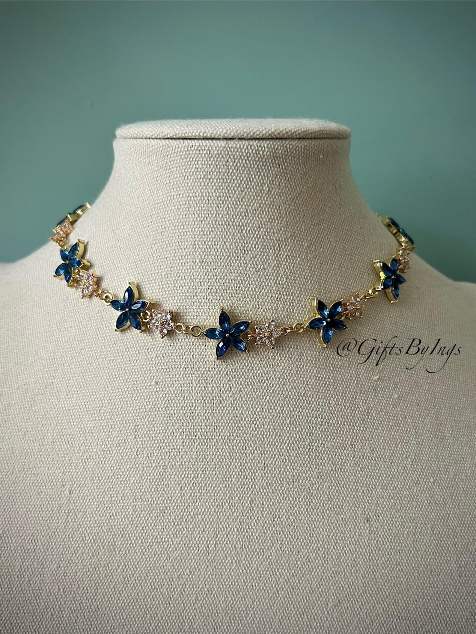 Beautiful Navy Blue Flower Choker, Elegant Regency Era Bridal Wedding ...