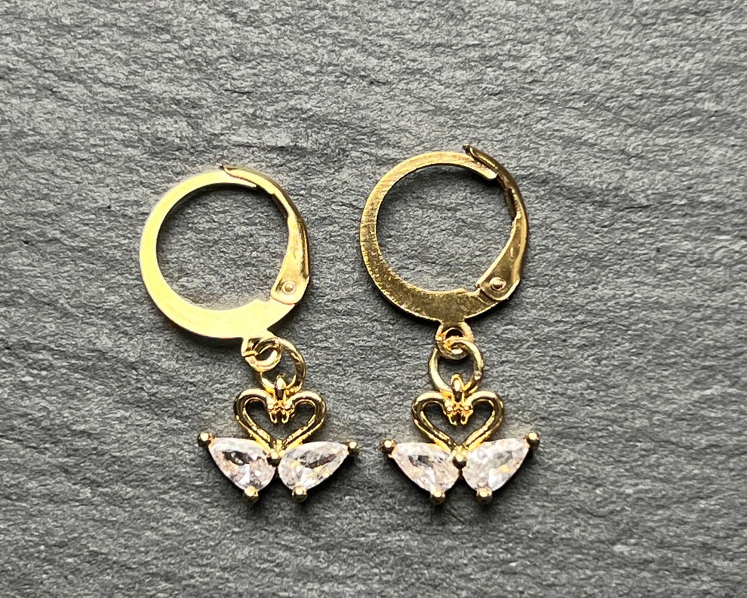 Mini Swan Hoop Earrings, Two Swan Gold Huggies, Minimal Swan Charm ...
