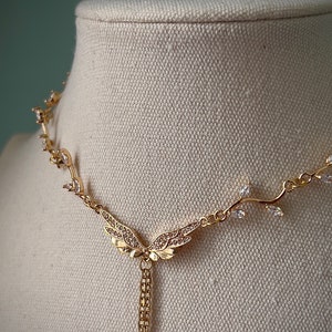 Gold Angelic Fairycore Choker Necklace, Dainty Angel Wings Princess ...