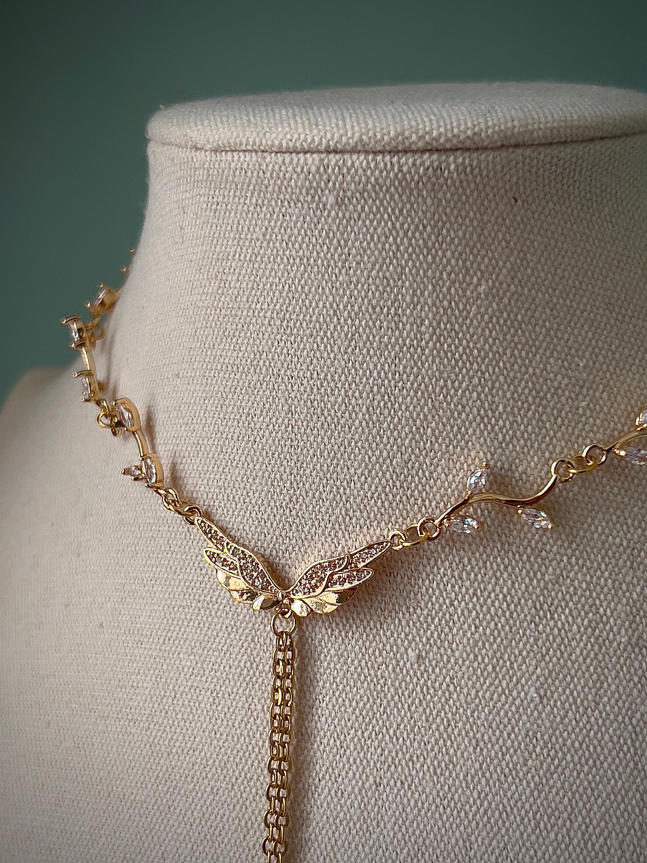 Gold Angelic Fairycore Choker Necklace, Dainty Angel Wings Princess ...